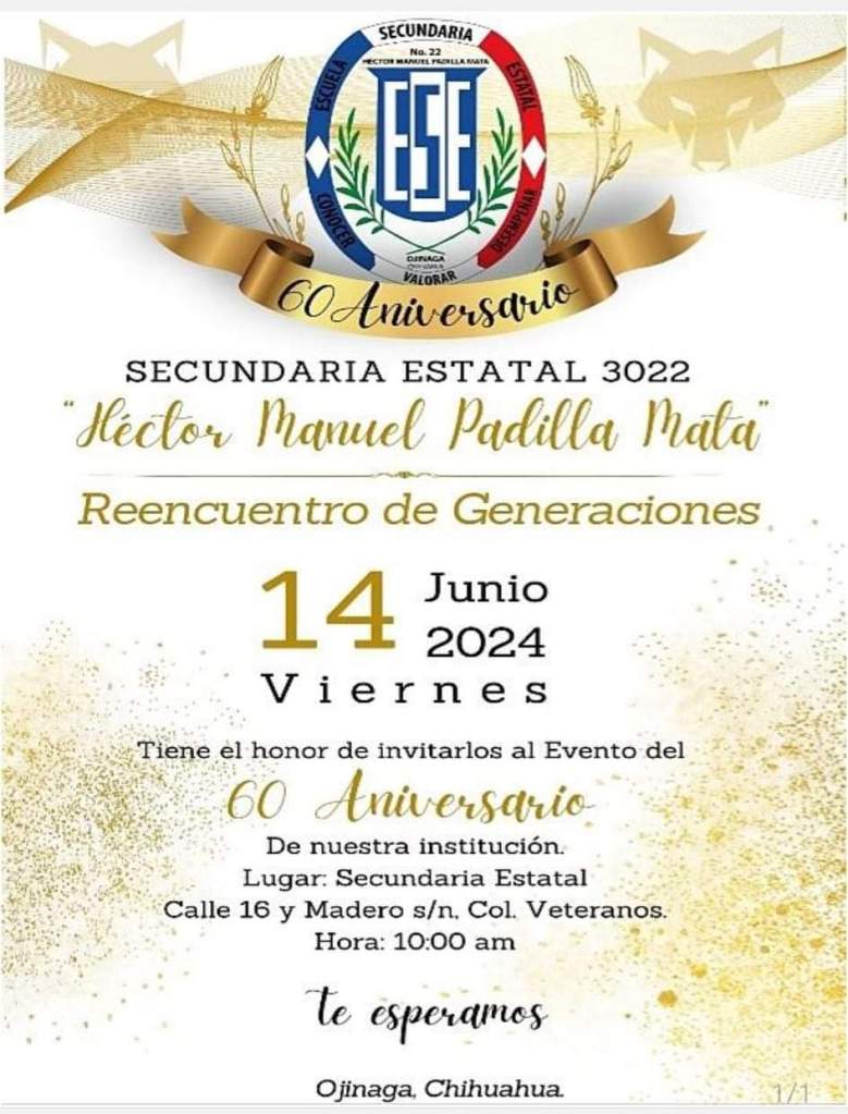 INVITACIÓN A CELEBRAR EL 60 ANIVERSARIO DE LA SECUNDARIA ESTATAL 3022.👇 ...